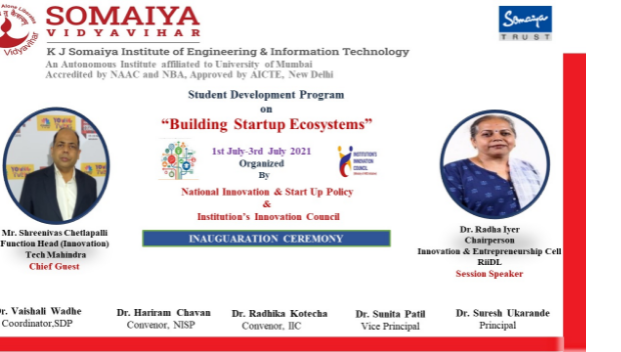 Student Development Program on BUILDING STARTUP ECOSYSYSTEMS | KJSIT